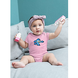 Pop Threads Mega Man 8 Bit Running Baby Bodysuit Boy Megaman Video Game Girl Infant Gifts Light Blue 6M