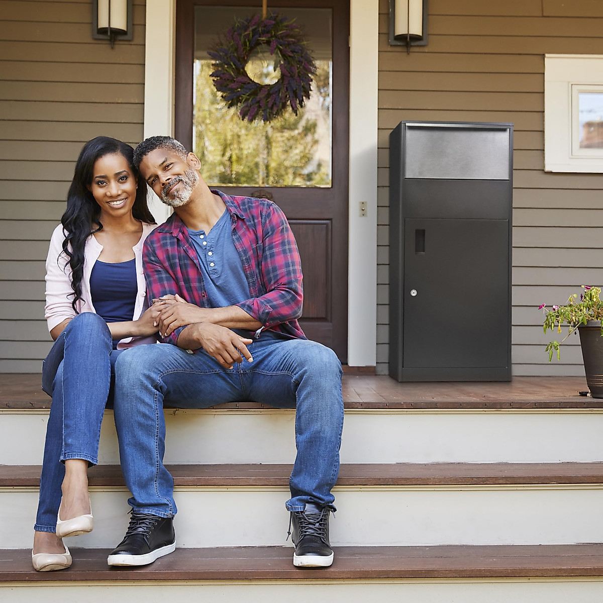 Barska Large Package Delivery Parcel Mail Steel Drop Box for Porch with Tamper-Resistant Drop Slot & Key Lock