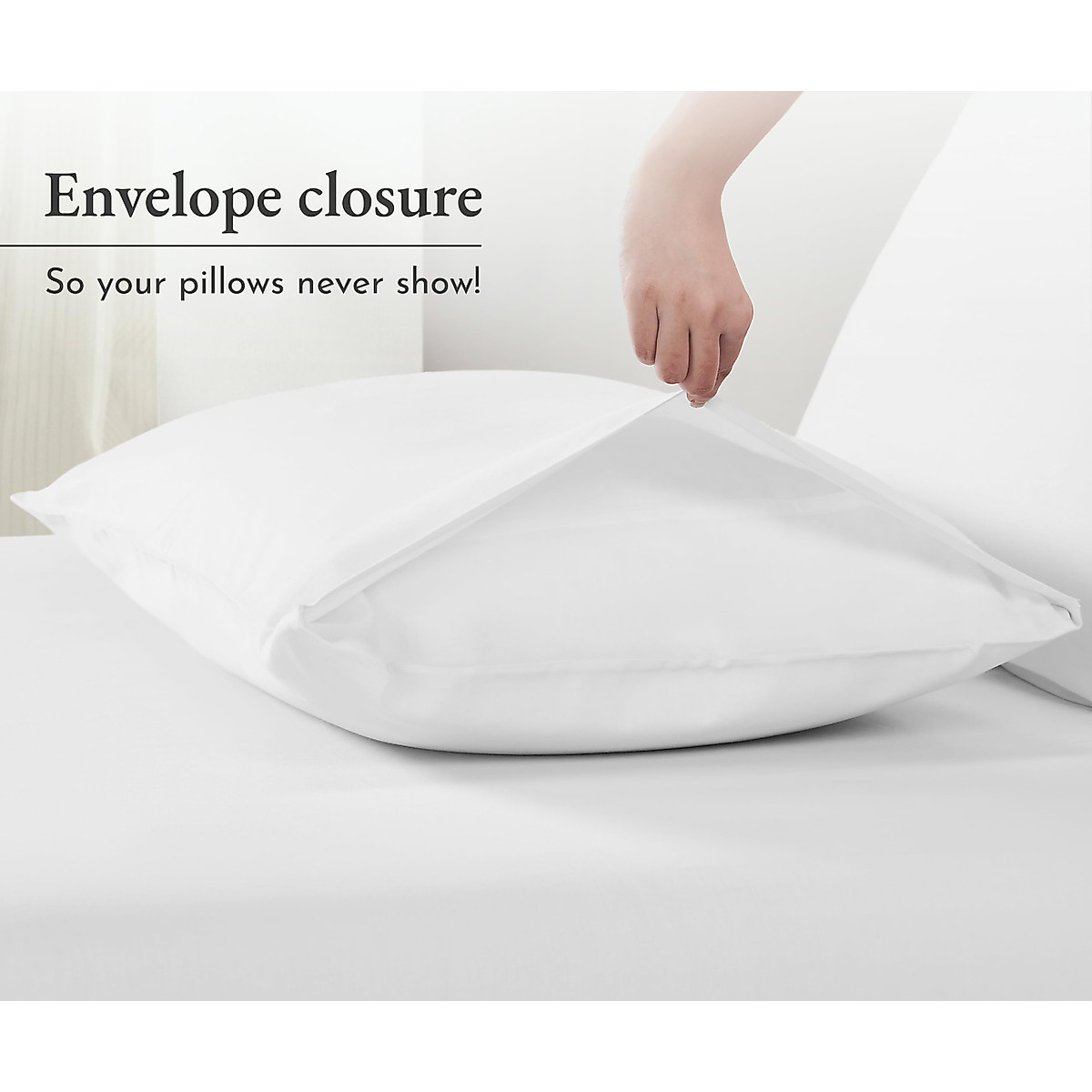 California Design Den King Size Pillowcases - 100% Cotton, Set of 2 Soft & Cooling Sateen Weave Cases, for King Size Pillows - Bright White