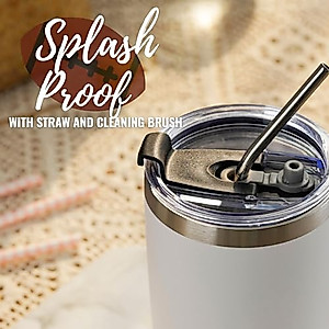 Onebttl Football Lovers Gifts, Funny American Football Gifts for Coach, Men, Dad on Birthday Christmas, 20oz Stainless Steel Tumbler, White, Eat Sleep Football Repeat