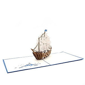 Liif Set Sail Ship 3D Greeting Fathers Day Pop Up Card For All Occasions, Congratulations, Fathers Day Card, Graduations, Retirement Card, Get Well