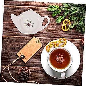 YARNOW 4pcs Ceramic Tea Bag Saucer Coffee Decor Accessory Tray Gift Containers Teabags Organizer Seasoning Dish Tea Bag Resting Caddy Home Supplies Tea Holder for Tea Bags Tea Bag Coaster