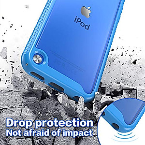 IDYStar iPod Touch 7th Generation Case, 2 in 1 Shockproof iPod Case with 2 HD Screen Protectors, Hybrid Heavy Duty Protection Shock Resistant Cover for iPod Touch 5/6/7th Generation, Sky Blue