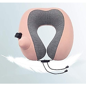 PATINS Inflatable Travel Pillow Neck Cushion for Airplane or Car Travel,Washable Pillowcase U Shaped Office Napping Pillow with Earplugs and Eye Mask for Airplanes Cars Buses Trains Office