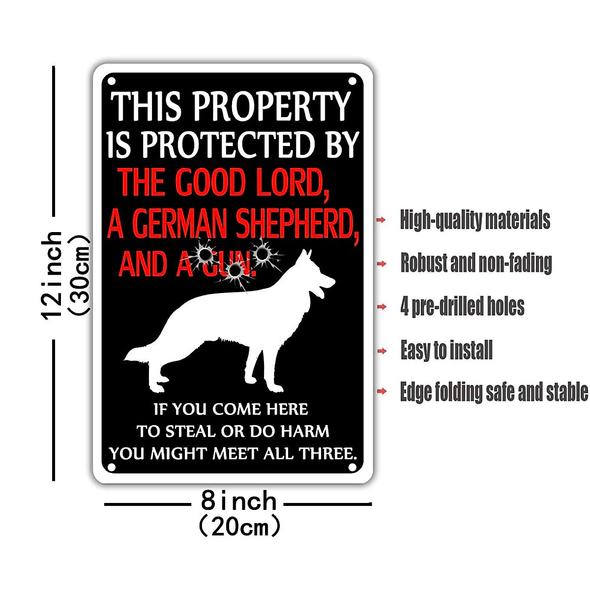 Beware Of Dog Metal Sign Funny Warning Signs For Property Is Protected By German Shepherds Tin Sign Beware Of Dogs Signs For Fence Decorations Outdoor German Shepherd Owner Gifts 8x12 Inches