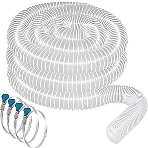 PVC Dust Collection Hose 2 1/2" x 20', Flexible Heavy PVC Fume Collection Hose with Carbon Steel Wire Coil, Puncture Resistant Clear PVC Dust Collection Hose for dust collection systems