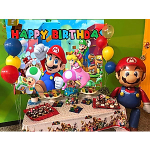 1Pcs Mario Party Decoration Banner Photography Background for Kids Birthday Party Mario Photo Booth Props (4.16X2.3 Ft)