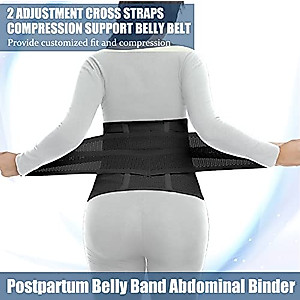 Postpartum Belly Band & Abdominal Binder Post Surgery Compression Wrap Recovery Support Belt (for Waistline 25.5"-33",S/M, Black)