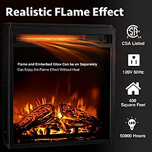 Rolanstar Fireplace TV Stand with LED Lights and Power Outlets, TV Console for 43" 50" 55" 60" 65", Entertainment Center with Adjustable Glass Shelves, White