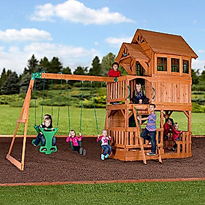 Backyard Discovery Liberty II All Cedar Wood Playset Swing Set