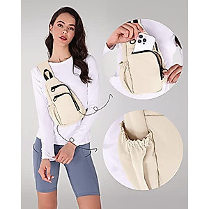 ODODOS Crossbody Sling Bag with Adjustable Straps Small Backpack Lightweight Daypack for Casual Hiking Outdoor Travel, Ivory