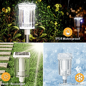 NEWMESSI Outdoor Solar Pathway Lights for Yard/Garden/Walkway, with 8 LED Beads, IP54 Waterproof, High Brightness, 600mAh Battery, Stainless Steel Pole, Solar Landscape Path Light (10 Pack)