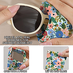 BHAHB 2 PCS Glasses Eyeglass Sunglasses Case Pouch Soft PU Leather Cute Aesthetic with Cleaning Cloth for Unisex Women Girls-Flowers