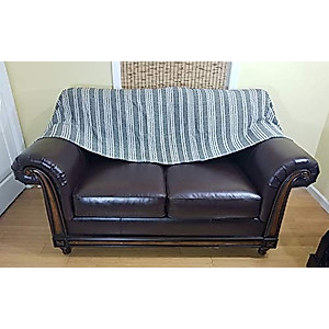 InfuseZen Turkish Throw Blanket Made from 100% Turkish Cotton, Large Lightweight Handwoven Sofa Throw, Partial Bed Cover or Loveseat Blanket (Black with Beige Stripes)