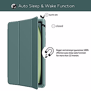 SURITCH Case for Samsung Galaxy Tab A7 10.4" (SM-T500/T505/T507), [Built in Screen Protector][Auto Sleep/Wake] Lightweight Leather Case Full Body Smart Cover with Magnetic Trifold Stand-Midnight Green