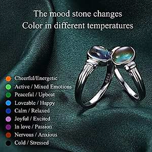 Diamday Mood Ring 925 Sterling Silver Stone Ring for Women Temperature Sensitive Color Changing Mood Stone Ring Durable Band Jewelry Gift -5