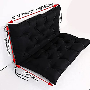 Waterproof Seat Cushions Replacement Swing Chair Cushions Hanging Basket Chair Cushions 2-3 Seater Bench Cushion Pad for Indoor Outdoor Patio Garden Poolside Balcony