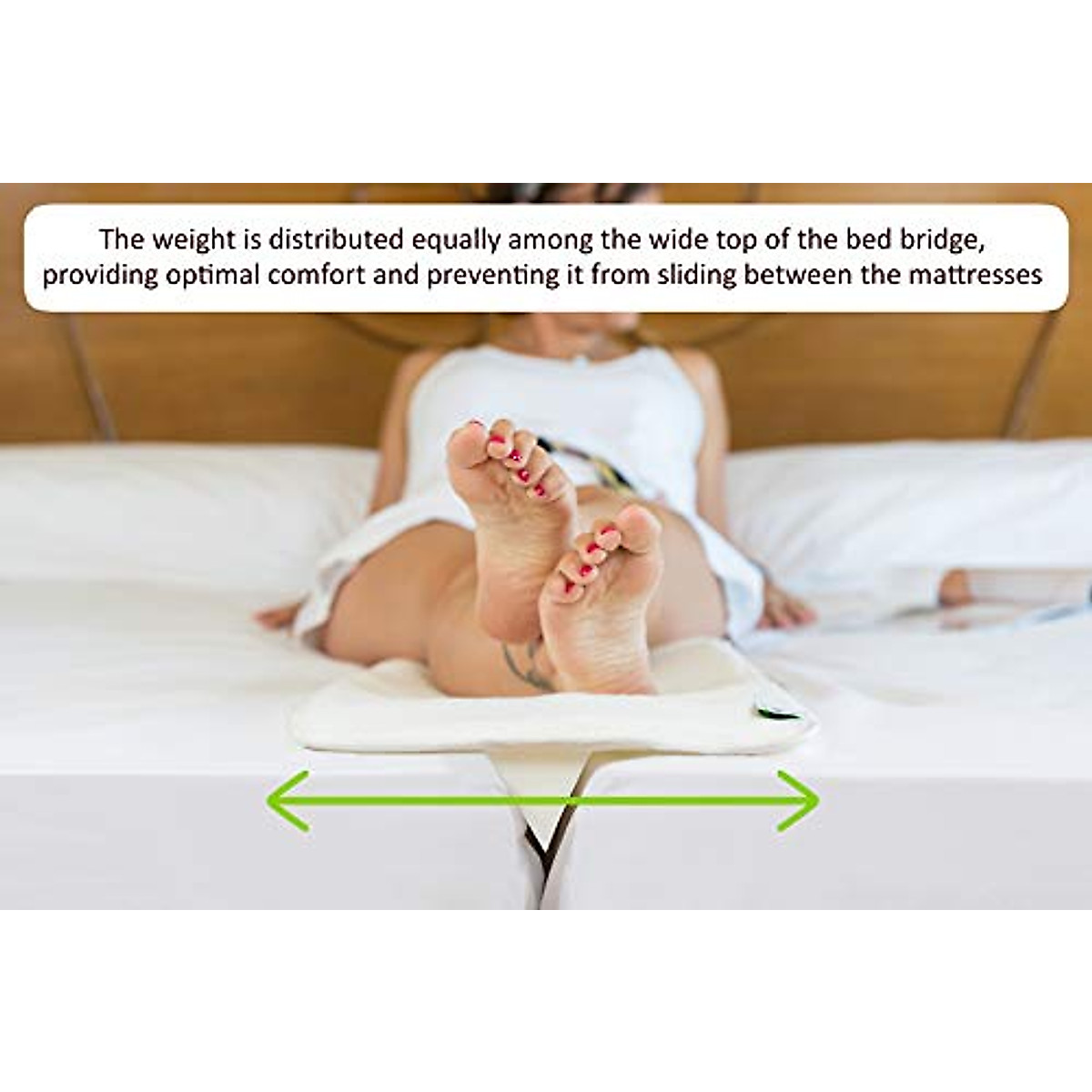 Insieme 12" Extra Wide Bed Bridge Twin to King Converter Kit – Use to Easily Combine 2 Twins to King or Plug Gap Between Split King Adjustable Mattresses. V-Shaped Wedge, Light, Thin & Strapless.