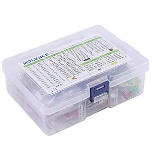 Molence DIY Electronics Components Kit Assortment 1200PCS, Diode, Triode, Metal Film Resistance, Aluminum Electrolytic Capacitor, Ceramic Chip Capacitor for Arduino UNO MEGA2560 Raspberry Pi MCU