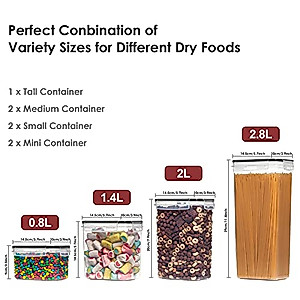 tyeloftute Airtight Food Storage Containers Set with Lids (7 Pack) for Kitchen and Pantry Organization Canister Set Free Marker and 7 Labels (Pink)