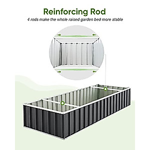 KING BIRD 101"x 36"x 18" Galvanized Raised Garden Bed 2 Installation Methods for DIY Outdoor Heightened Steel Metal Planter Kit Box for Deep-Rooted Vegetables, Flowers, Large Raised Bed Kit(Dark Grey)