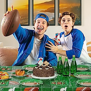 DECORLIFE 3 Pack Football Tablecloths, 108 x 54 Inch Football Themed Table Covers Football Party Decorations