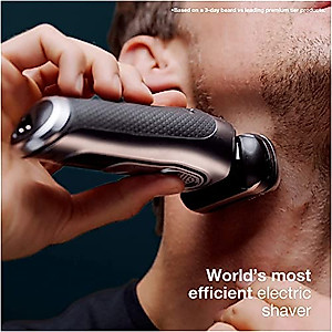 Braun Electric Razor for Men, Series 9 9390cc, Precision Beard Trimmer, Rechargeable, Cordless, Wet & Dry Foil Shaver, Clean & Charge Station & Leather Travel Case and Replacement Head