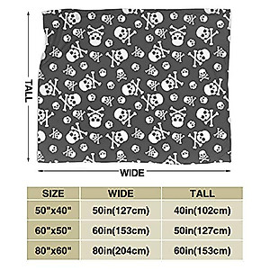 JASMODER Skull and Crossbones Blankets & Throws Soft Microfiber Cozy Warm Throw Blanket for Couch Bedroom Living Room