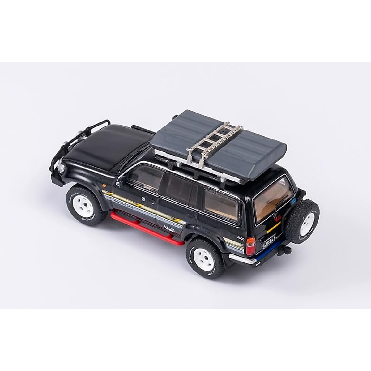 FloZ for KengFai for Toyota for Land Cruiser for LC80 Off-Road Vehicle Pearl Black Off Road Edition 1:64 Truck Pre-Built Model