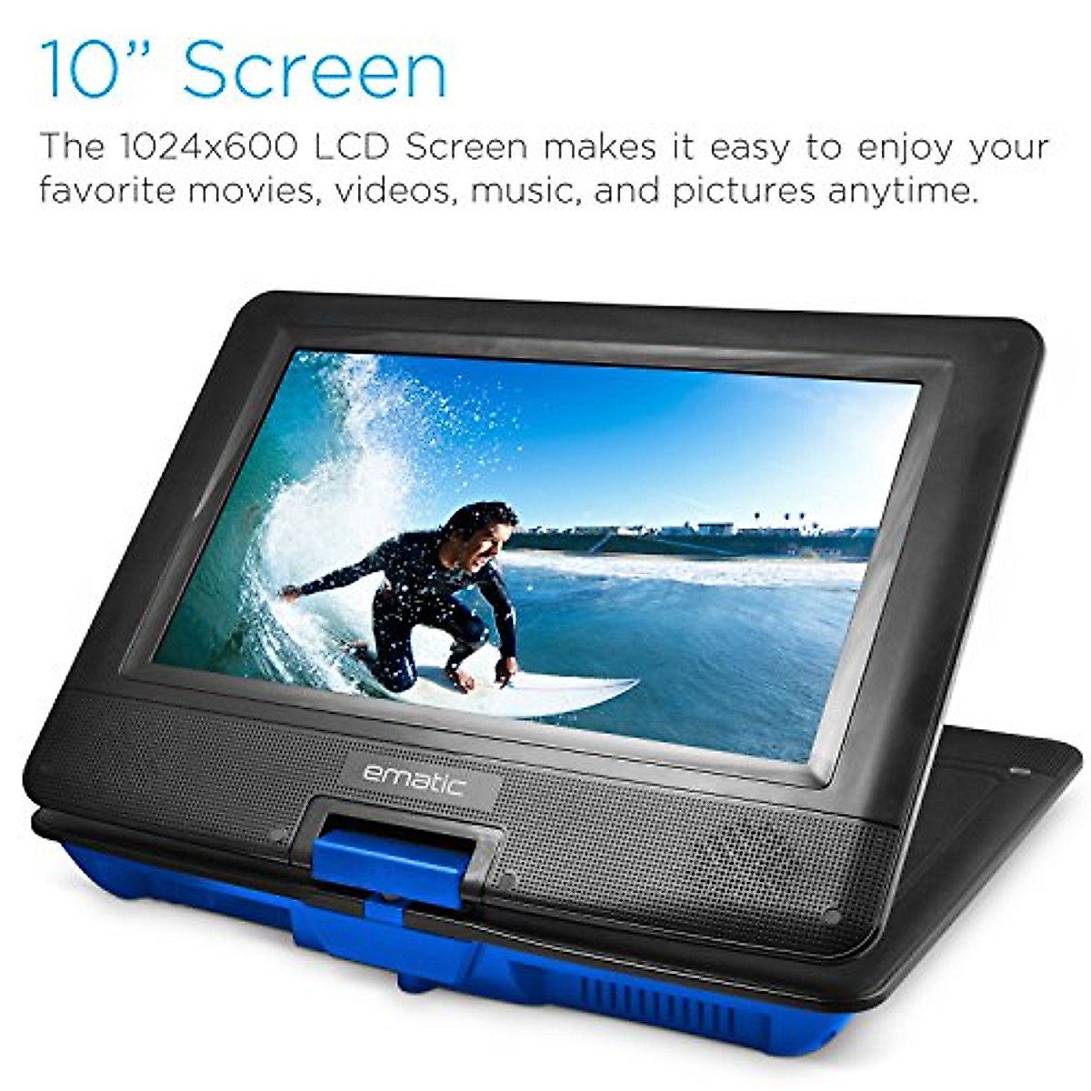 Ematic 10" Portable DVD Player with Headphones and Car-Headrest Mount - EPD116bu