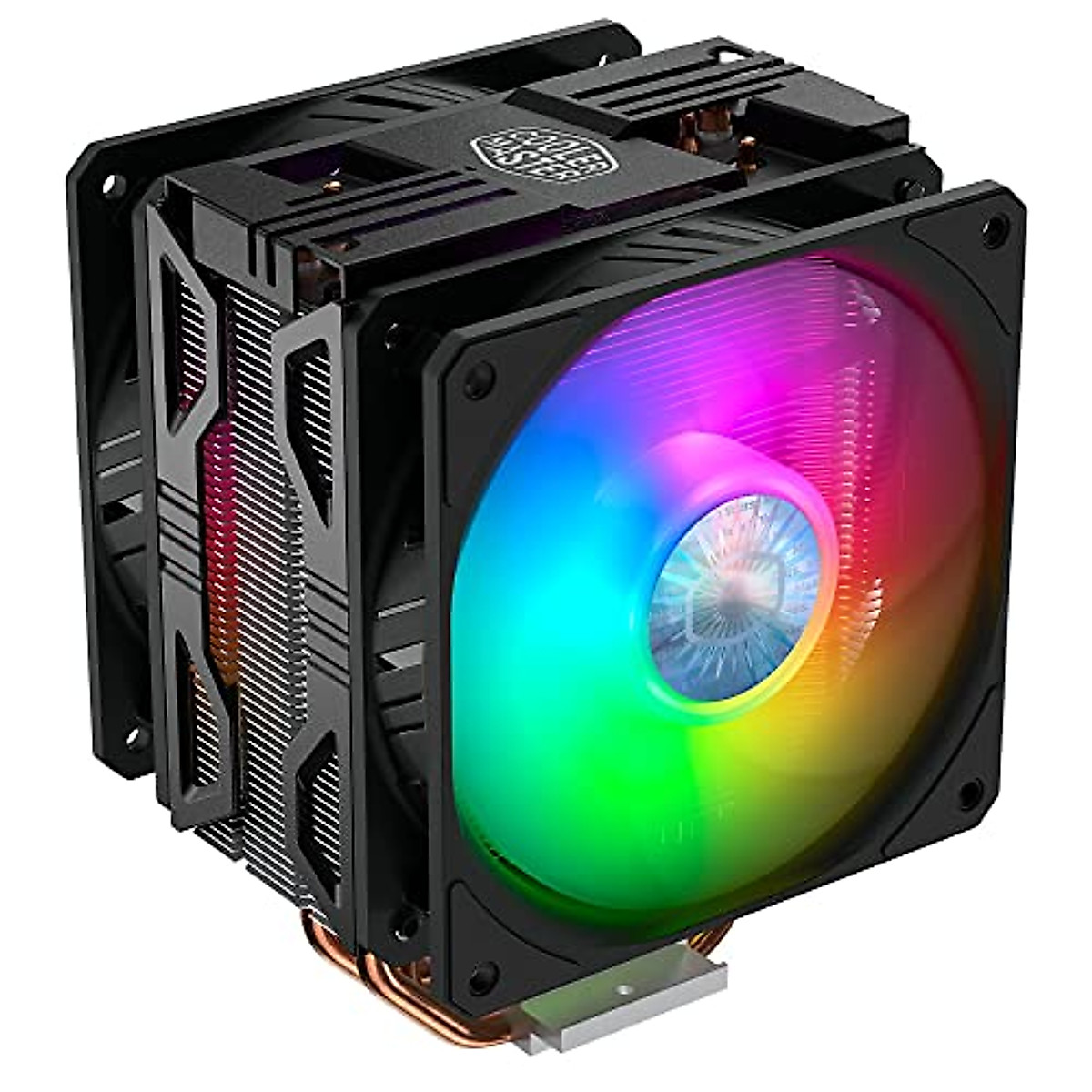Cooler Master Hyper 212 LED Turbo ARGB CPU Air Cooler - Jet Black Aluminium Finish, 4 Continuous Direct Contact Heat Pipes with Fins, Dual SickleFlow 120 ARGB Fans, ARGB LED Controller - ARGB