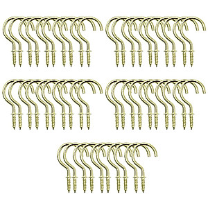Tsnamay 50Pcs 1-1/2" Brass-Plated Ceiling Screw Cup Hooks