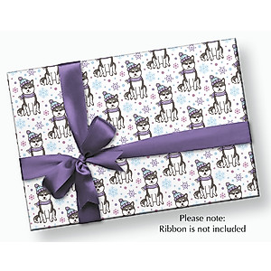 Stesha Party Winter Husky Puppy Dog Gift Wrap Present Wrapping Paper 30 x 20 Inch (3 Sheets)