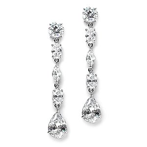 Mariell Cubic Zirconia Crystal Dangle Bridal Earrings, 2 Inches Long, Silver CZ Crystal Jewelry for Weddings, Brides, Bridesmaids, Mother of the Bride
