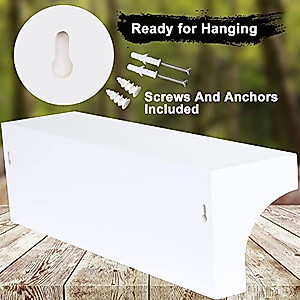 Dseap Wall Shelf with 5 Dual Hooks - 17-inch Heavy Duty Coat Rack Wall Mount with Shelf, Entryway Shelf with Hooks Underneath - Solid Pine Wood - for Entryway, Mudroom, Kitchen, Bathroom, White TEG02B