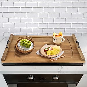 Nisorpa Noodle Board for Gas Stovetop Multifunctional Cover and Tray Noodle Board Stove Cover, Gas Burners Stove Cover Board With Handles,Wood Electric Cooktop Cover Stove Top Protector 30"L x 22"W