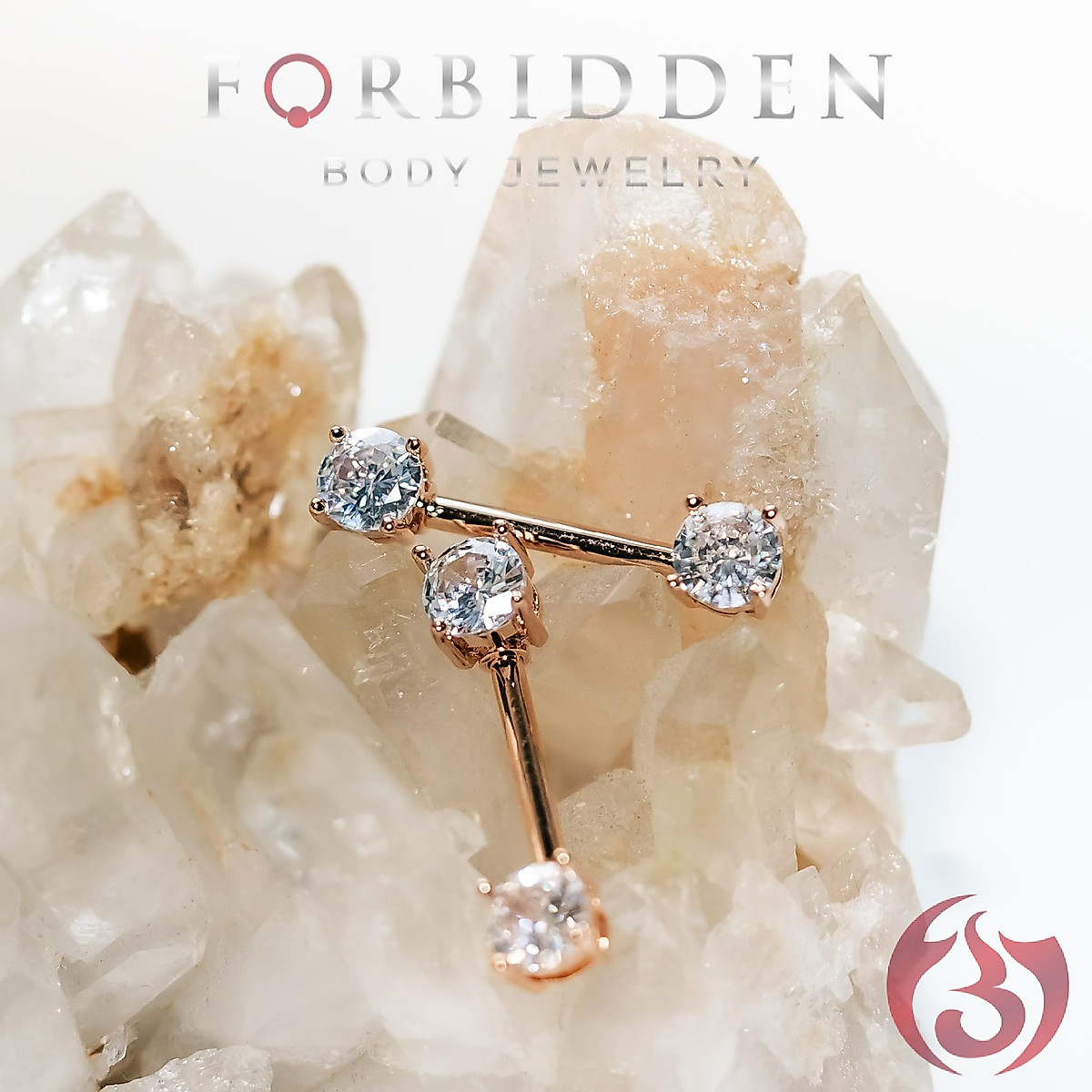 Forbidden Body Jewelry 14g 1/2 Inch (12mm) 14k Gold Plated Clear CZ Crystal Front Facing Gemmed Nipple Ring Barbell Set