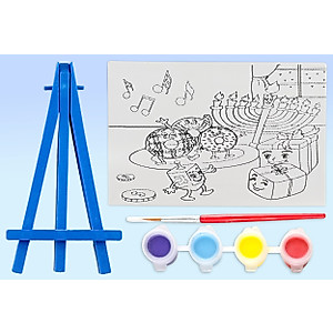 Izzy 'n' Dizzy Canvas Painting Kit with Easel - Chanukah Kids Canvas Painting Set - Pre Drawn Canvas for Painting for Kids - Chanukah Kids Arts and Crafts