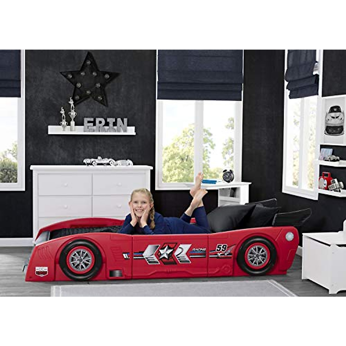 Delta Children Grand Prix Race Car Toddler-to-Twin Bed, Red