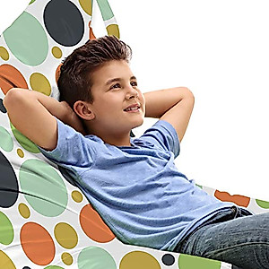 Lunarable Retro Lounger Chair Bag, Illustration Retro Style Colorful Circles, High Capacity Storage with Handle Container, Lounger Size, Multicolor