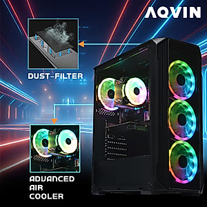 AQVIN Gaming PC Desktop Computer Tower PC with 27 Inch Gaming Monitor - Intel i7 Processor, 2TB SSD Storage 32GB DDR4 RAM, GTX 1650 4GB GDDR5, Gaming PC, Wi-Fi, Windows 10 Pro - (Renewed)