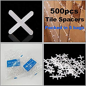 Tile Leveling System Kit with 100pcs Tile Leveler & 2 Special Wrenches & 500pcs 2mm Tile Spacers