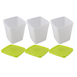 Arrow Home Products 00044 1-Quart Freezer Containers, 3-Pack, White/green