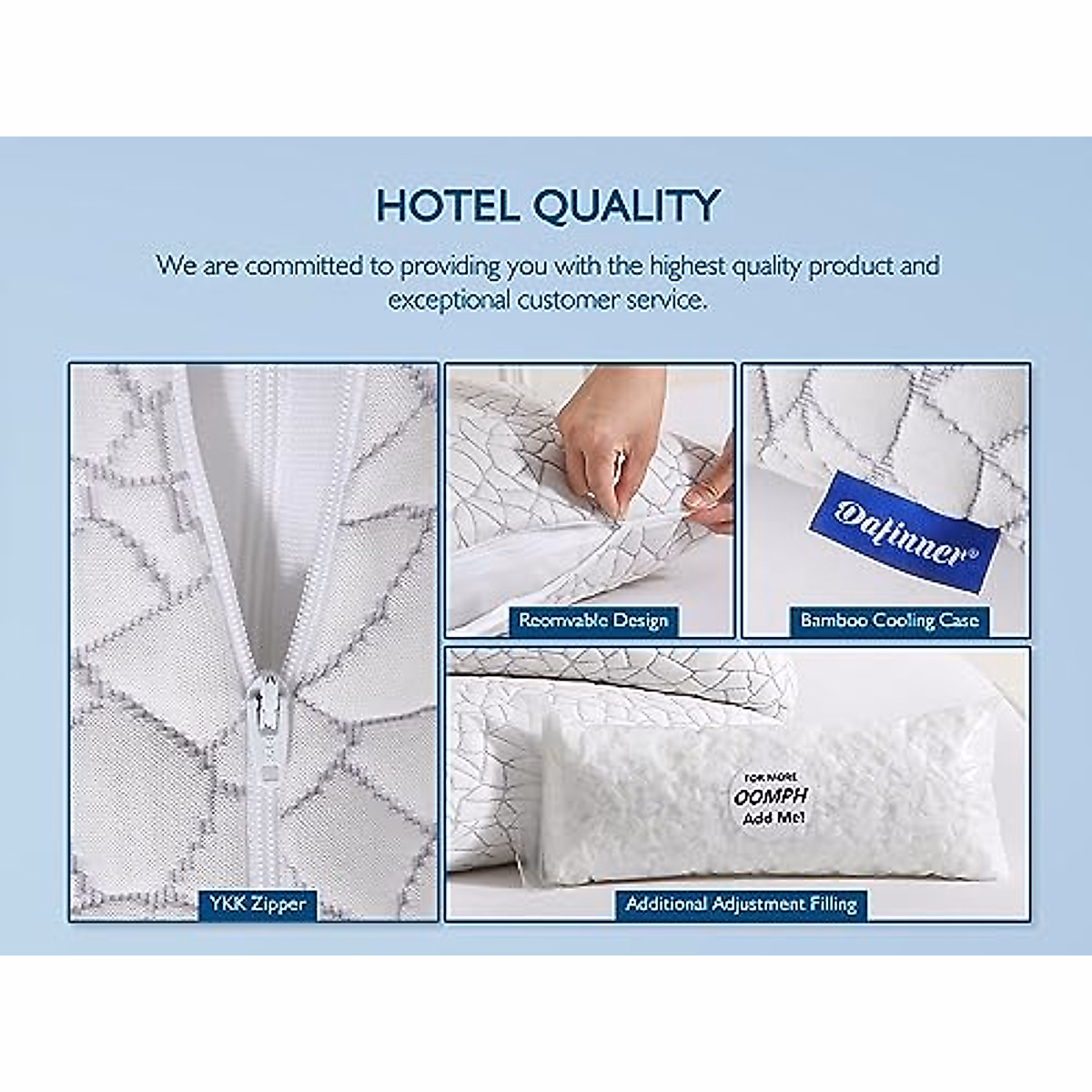 Dafinner Shredded Memory Foam Body Pillow for Adults, Removable Cooling Bamboo Rayon Cover, Soft-to-Firm Adjustable Loft, Full Body Long Bed Pillow for Stomach, Back or Side Sleepers, 20x54”