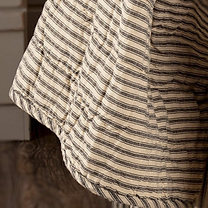 VHC Brands Sawyer Mill Ticking Stripe King Quilt Set, Charcoal Gray