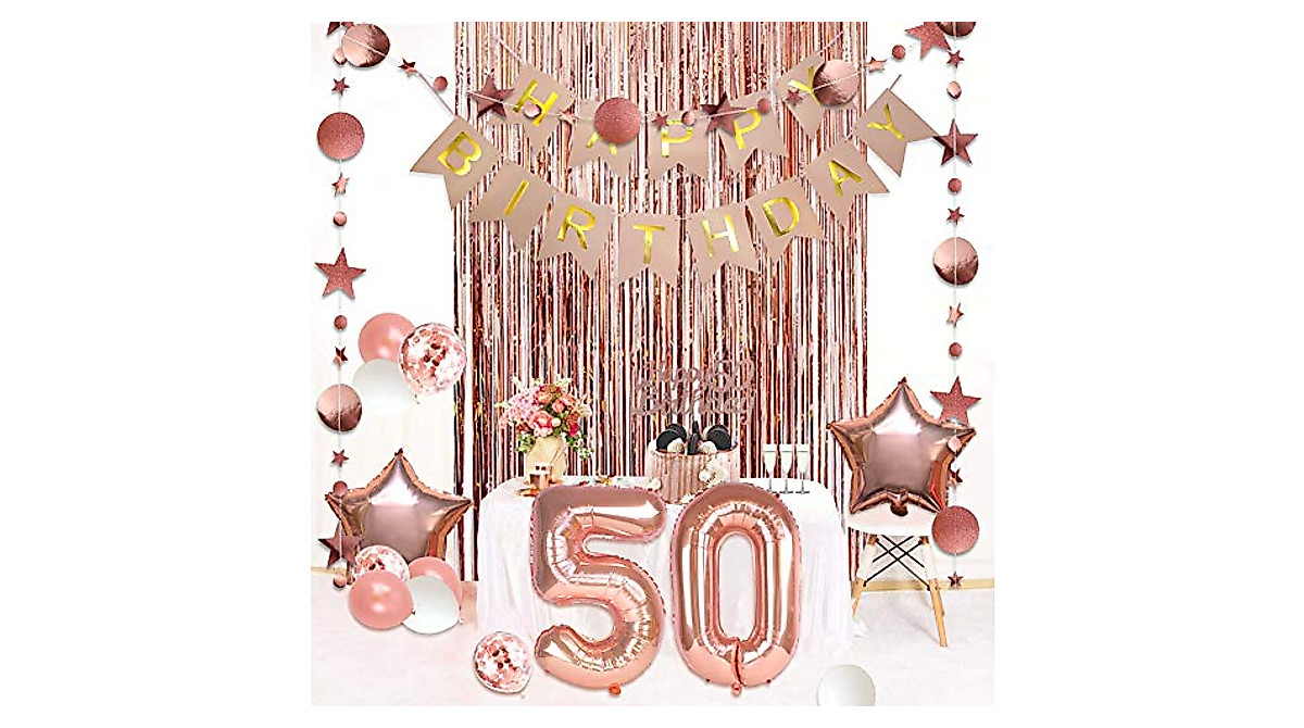 50th Birthday Decorations for Women - Rose Gold Party Kit