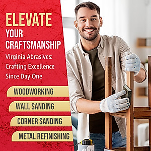 Virginia Abrasives 5” x 3” x 1” Single Angle Medium Grit Sanding Sponge Blocks - Washable and Reusable Sandpaper Foam Bricks/Pads Perfect for Finishing Drywall, Wood, Metal - Wet and Dry - 24 Pcs Pack