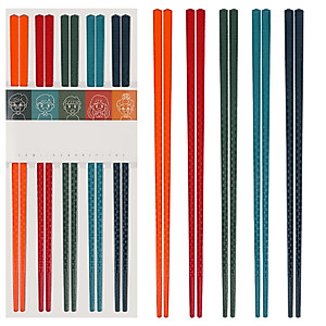 5 Pairs Fiberglass Chopsticks, Slivek Reusable Premium Japanese Chinese Korean Chopsticks Dishwasher Safe, Non-slip, Lightweight, 9.5 inches - Colorful