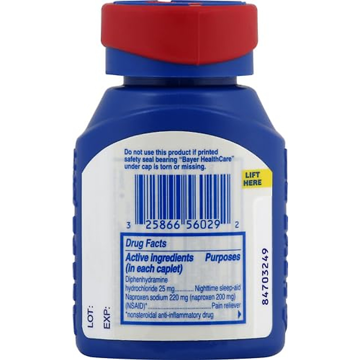 Aleve PM Caplets, Fast Acting Sleep Aid and Pain Relief for Headaches, Muscle Aches, Non-Habit Forming 220 mg Naproxen Sodium and 25 mg Diphenhydramine HCl Capsules, 80 count