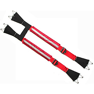 MELOTOUGH Firefighter Pant Suspenders Fire/Rescue Quick Adjust Suspenders with Reflective Strip (30-36 inch, Red Reflective)…